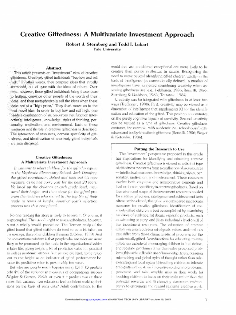 A Multivariate Investment Approach | PDF | Intellectual Giftedness ...