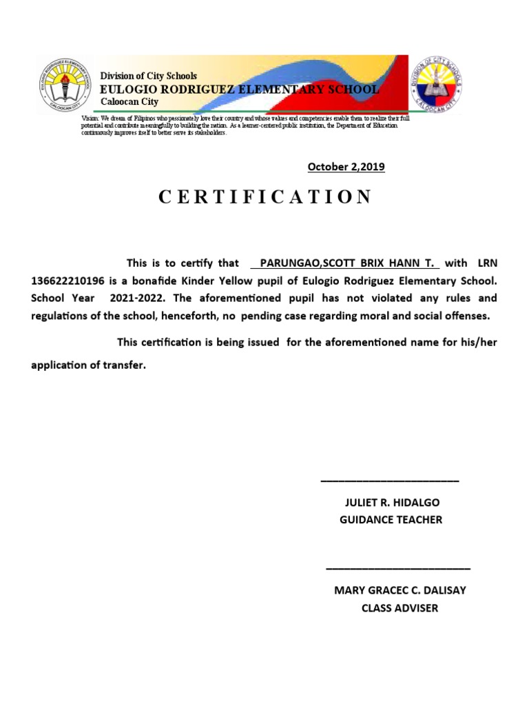 Certification: October 2,2019 | PDF