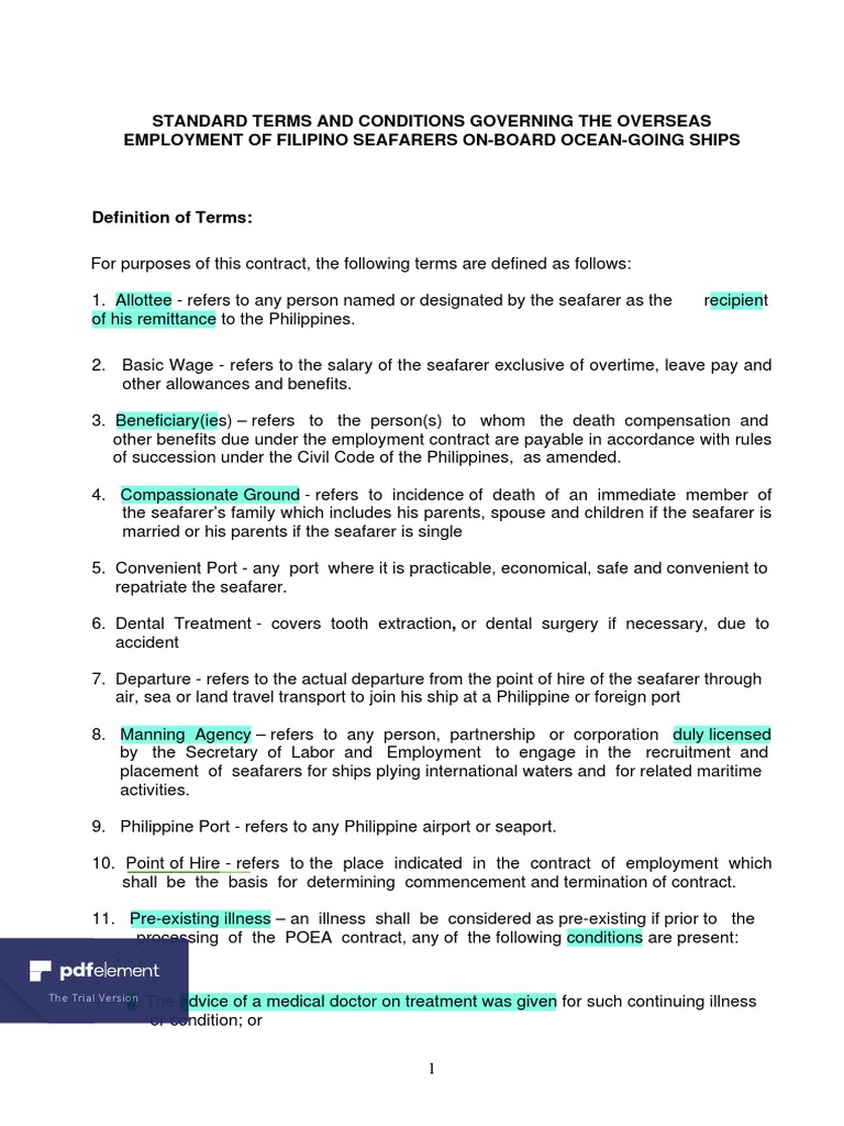 The Standard Terms and Conditions Governing the Overseas Employment of ...