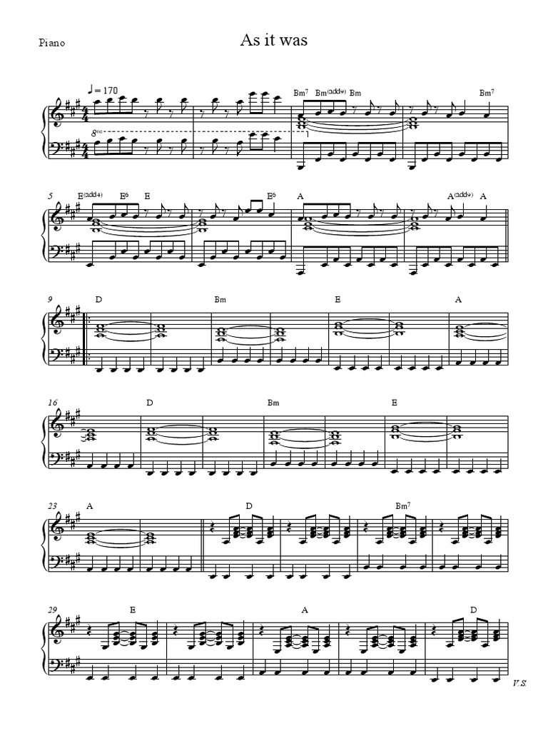 As It Was Piano | PDF
