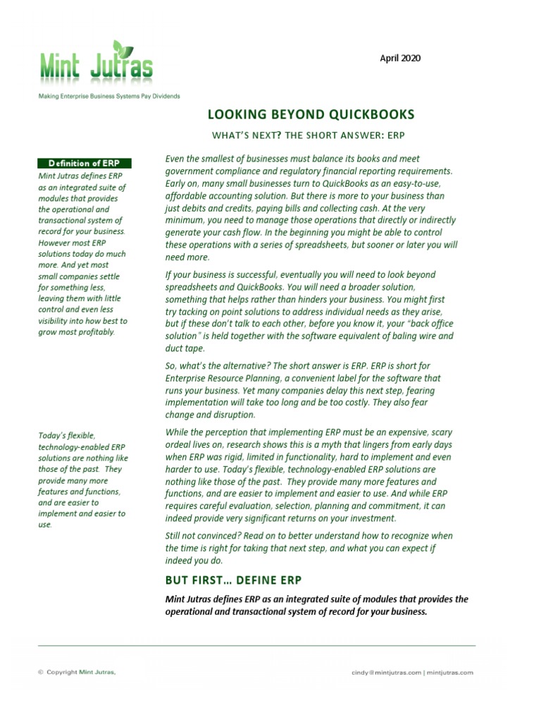 Report Mint Jutras Looking Beyond Quickbooks | PDF | Enterprise ...