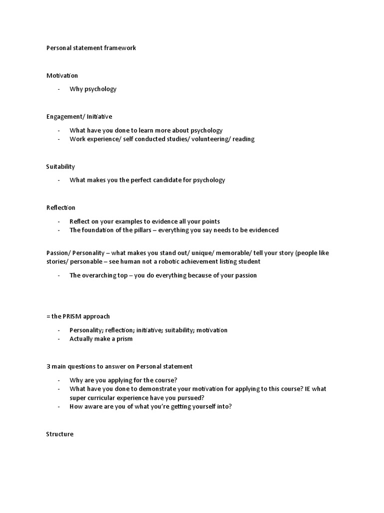 Framework Personal Statement | PDF