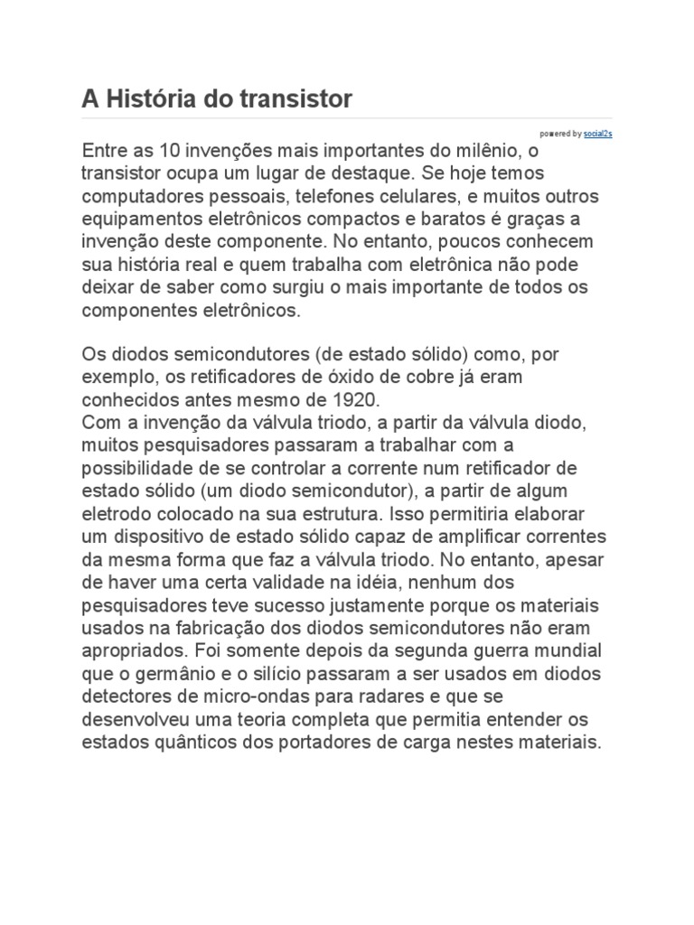 Transitores e Valvulas | PDF | Transistor | Ligação química