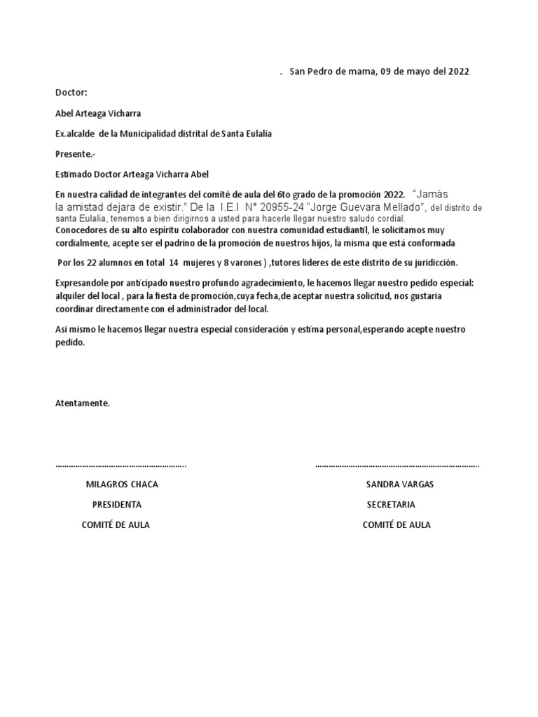 Solicitud Padrino De Promoci n PDF