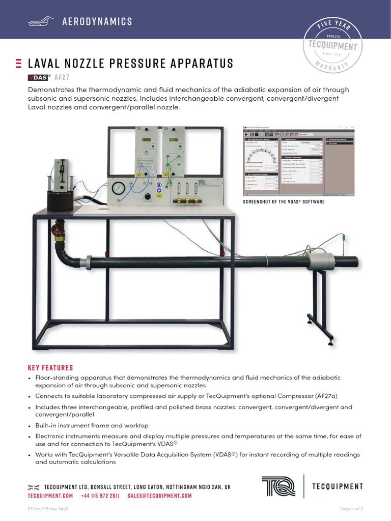 AF27 Laval Nozzle Pressue Apparatus Datasheet | PDF | Nozzle ...