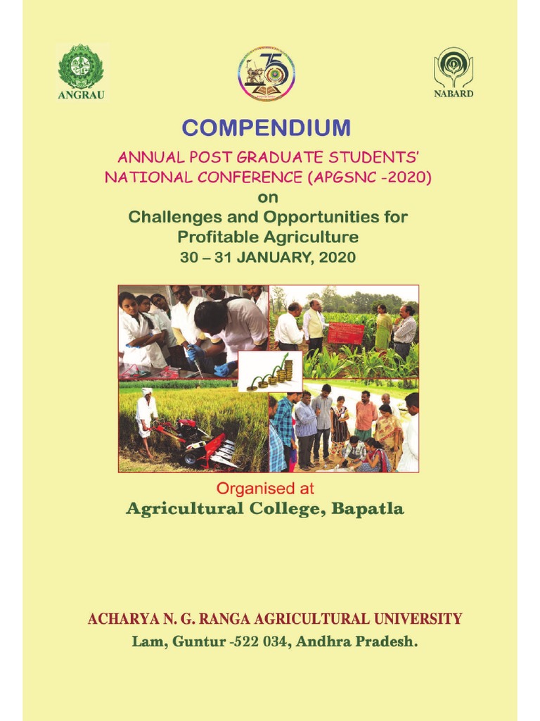 Compendium, APGSNC - 2020, Agricultural College, Bapatla. | PDF ...
