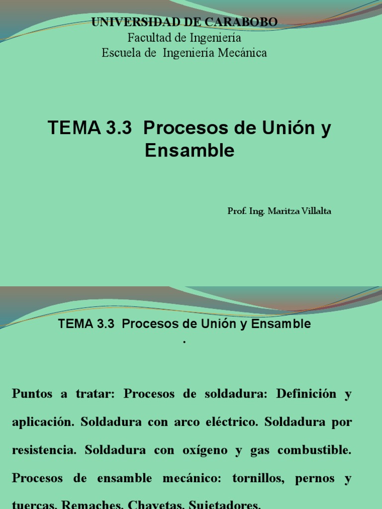 Tema 3.3. Procesos de Unión y Ensamble | PDF | Soldadura | Construcción