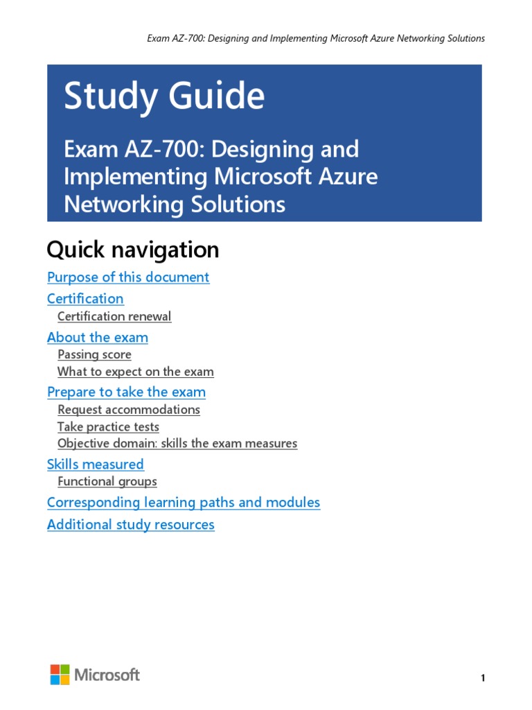 AZ-700 Exam Study Guide: Azure Networking | PDF | Computer Network ...