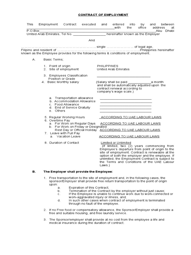 Contract of Employment | PDF | Employment | Labour Law