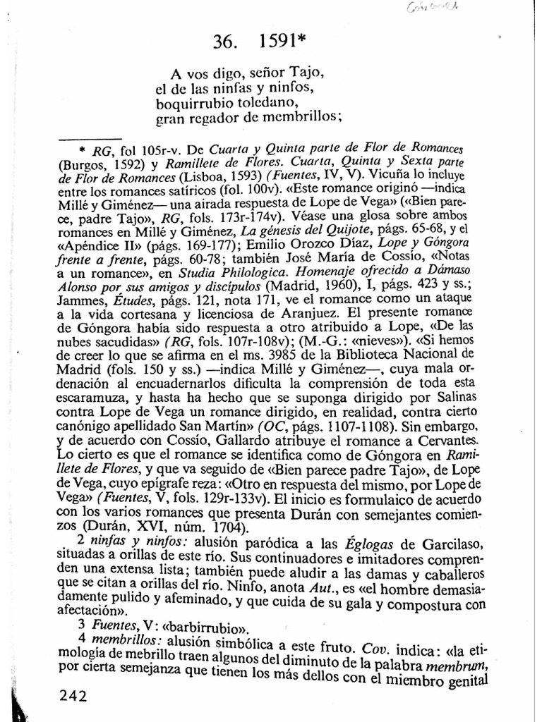 Góngora - A vos digo señor Tajo | PDF