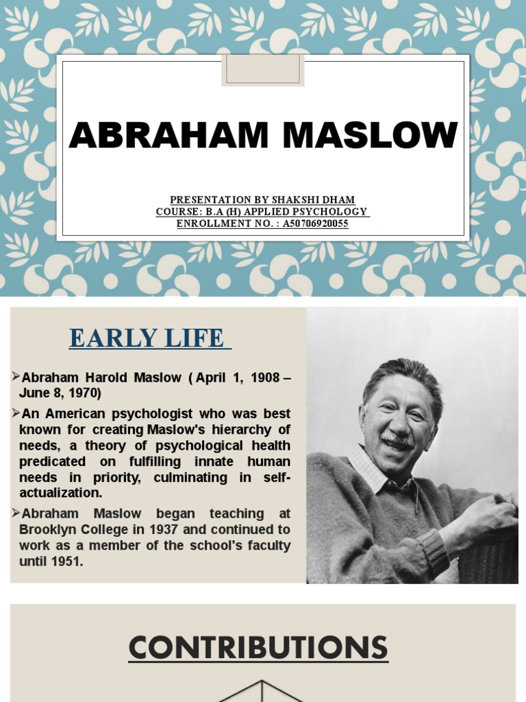 Shakshi-Abraham Maslow | PDF | Humanistic Psychology | Self Actualization
