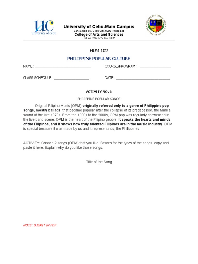 Hum 102-Activity No. 6 | PDF