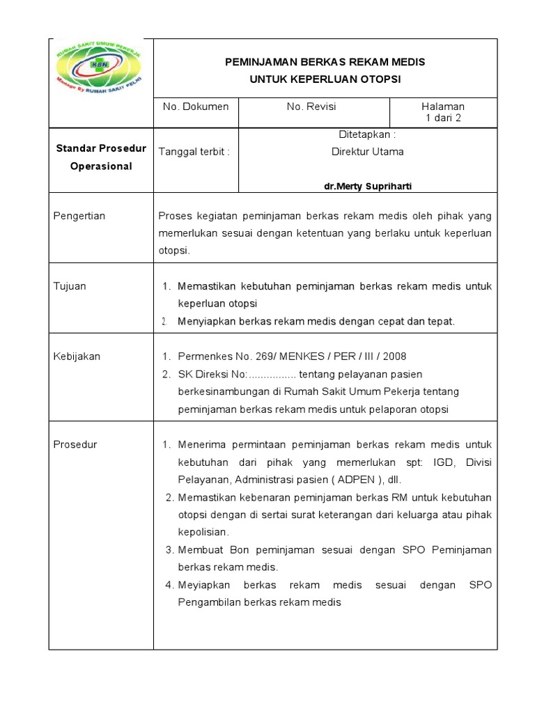 Peminjaman BRM Untuk Keperluan Otopsi | PDF | Ilmu Sosial