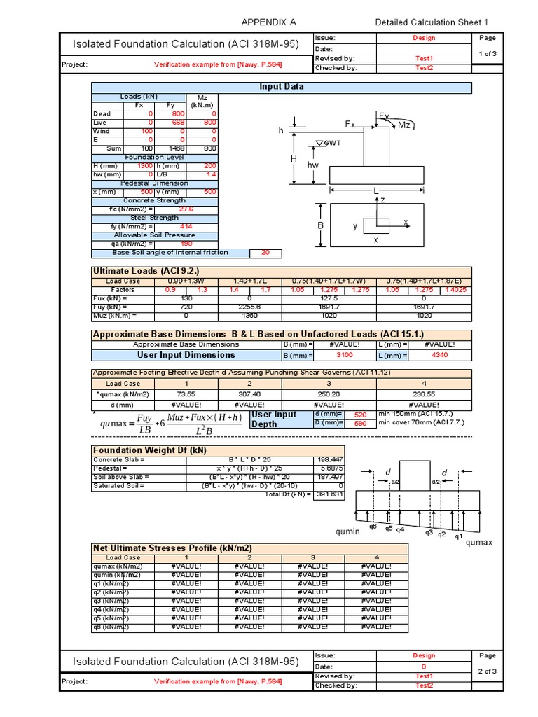 13 - Isolated Foundation Calculation (ACI 318M-95) | PDF | Mechanical ...