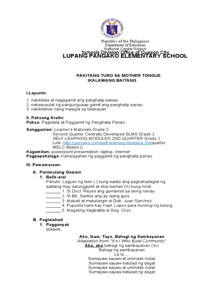 LP MTB Panghlip Panao | PDF