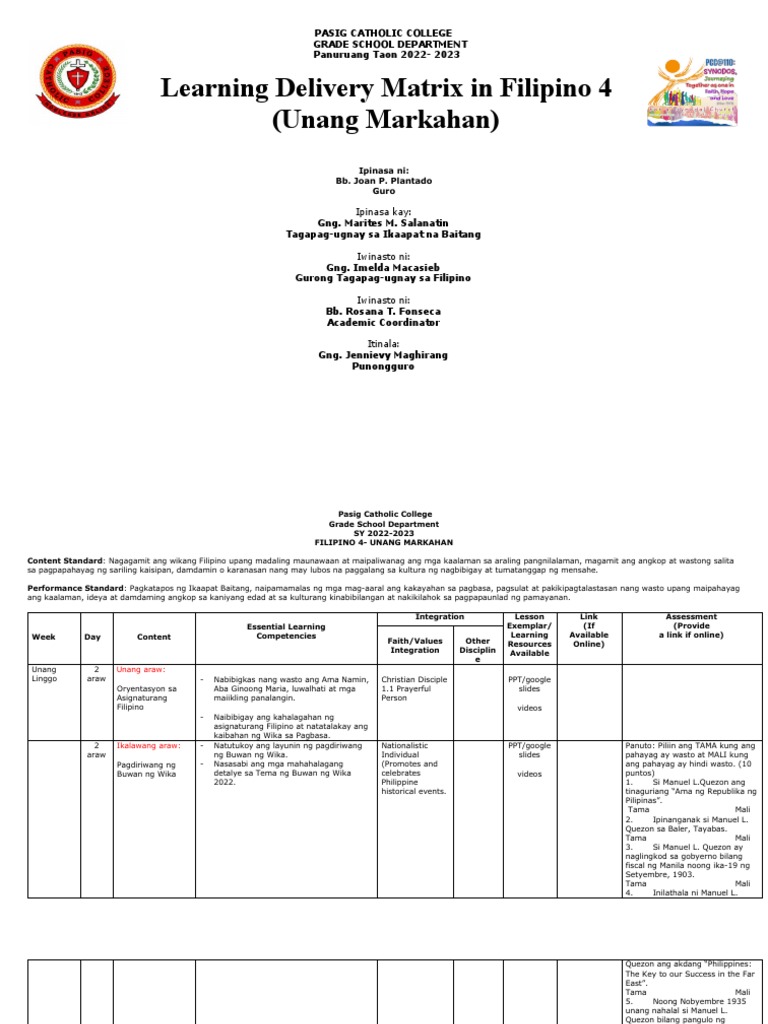 LDM in FILIPINO 4 2022 2023 | PDF