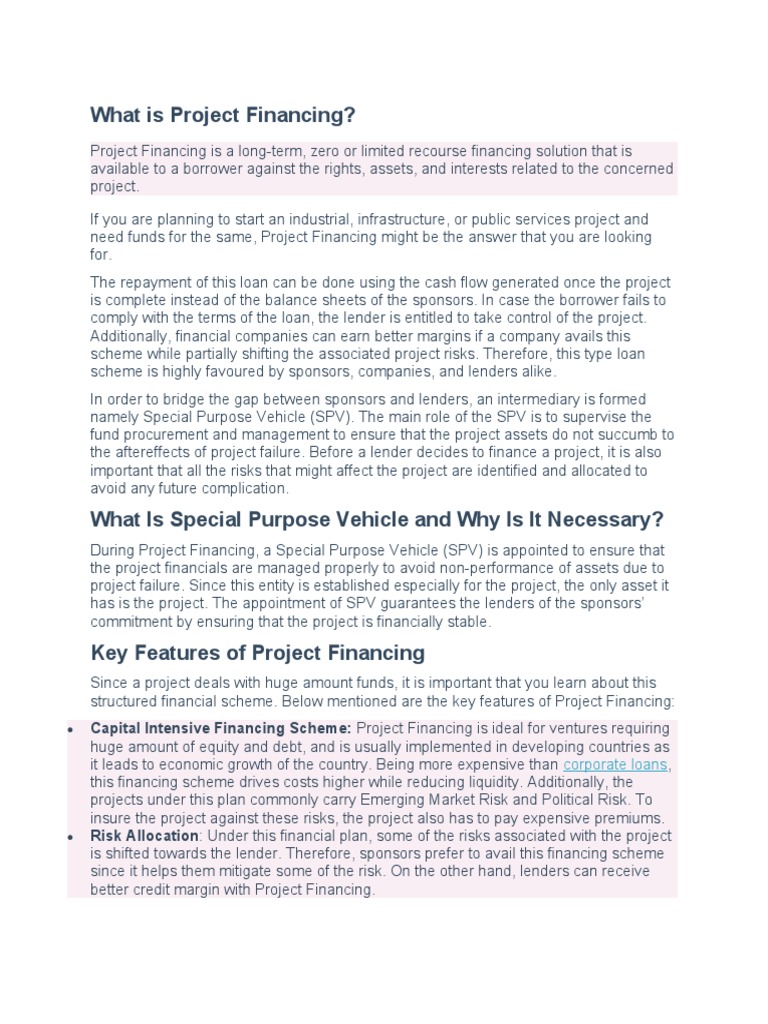 Project Financing | PDF | Lease | Loans