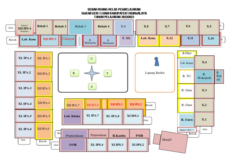 Denah Ruang Kelas SMA Negeri 1 Ciawi Tasikmalaya 2022/2023 | PDF