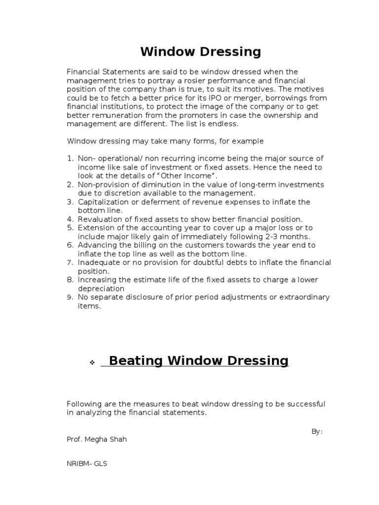 Window Dressing | PDF