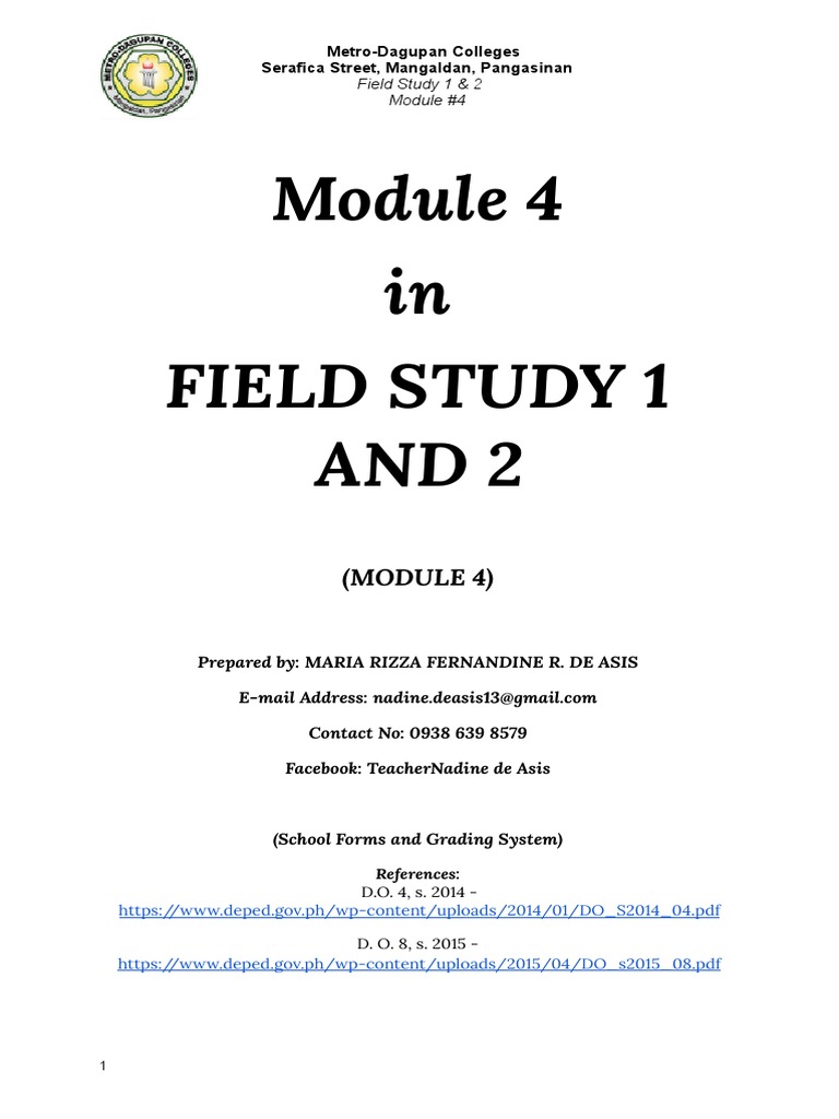 Field Study 1 - 2 Module 4 | PDF | Educational Assessment | Learning