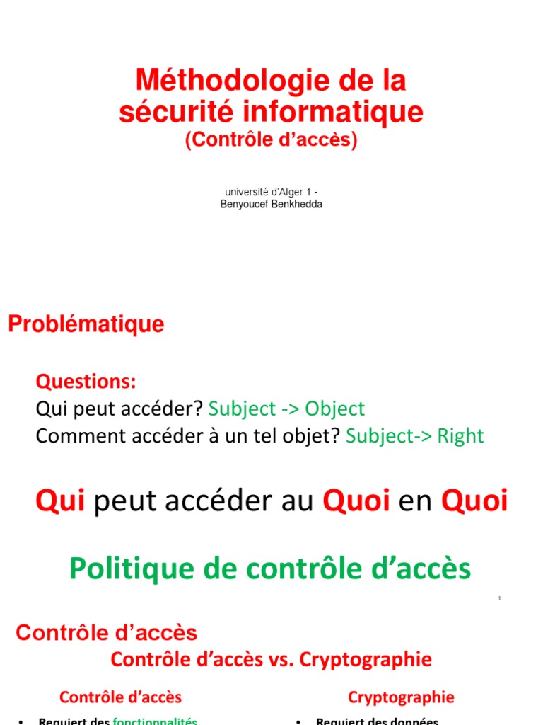 Méthodologie du Contrôle d'Accès | PDF | Informatique | Prévention du crime