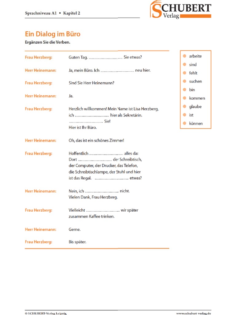 Übung - Ein Dialog im Büro | PDF