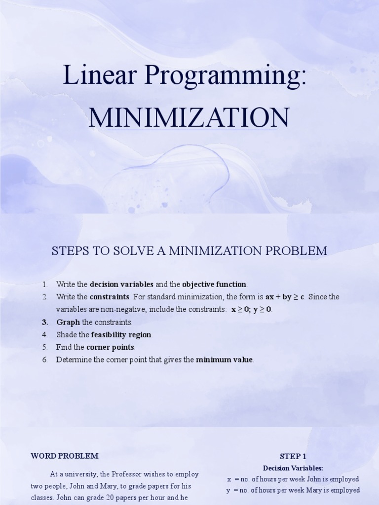 Minimization Pdf Linear Programming Variable Mathematics