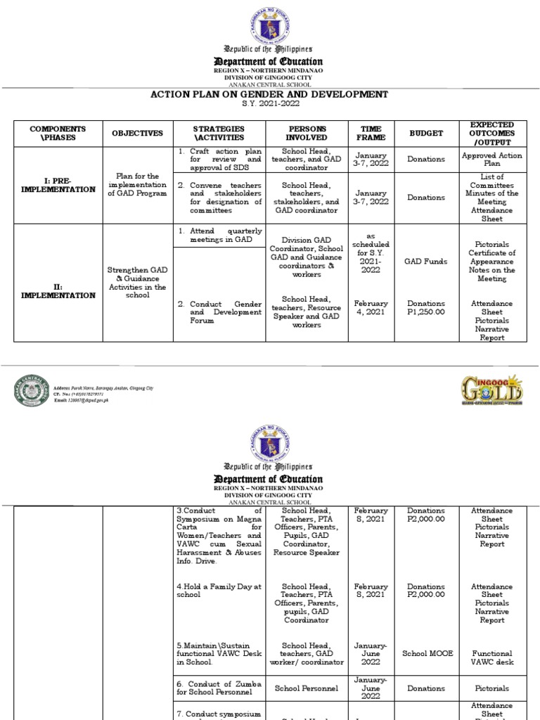 GAD ACTION PLAN | PDF