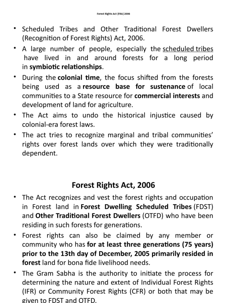 Forest Rights Act, 2006 | PDF | Environmental Social Science | Natural ...
