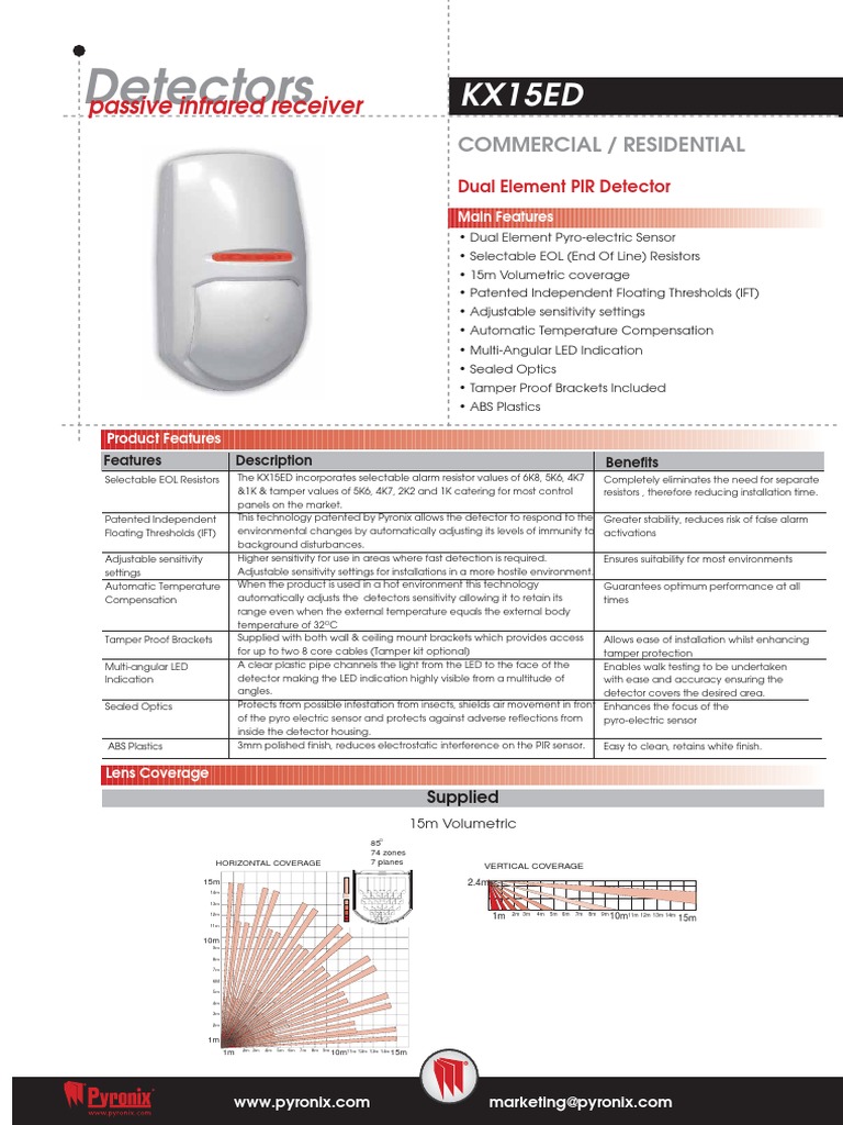 Pyronix dual element PIR detector coverage | PDF | Electrical ...