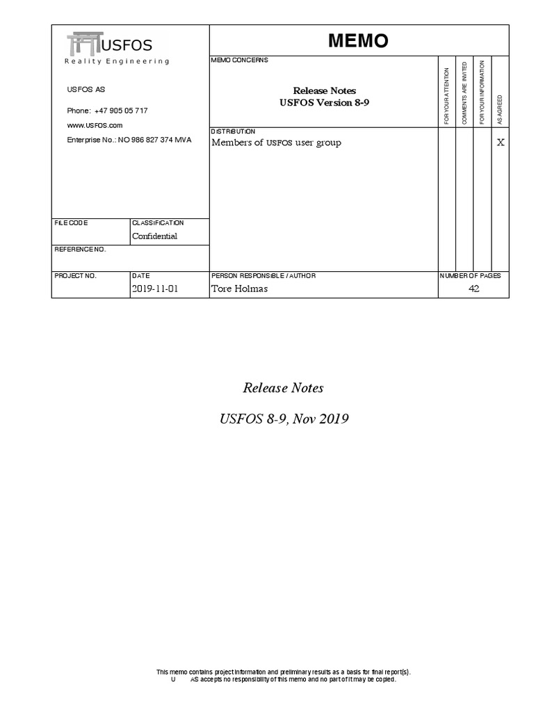 USFOS Version 8-9 Release Notes | PDF | Deep Foundation | Stiffness