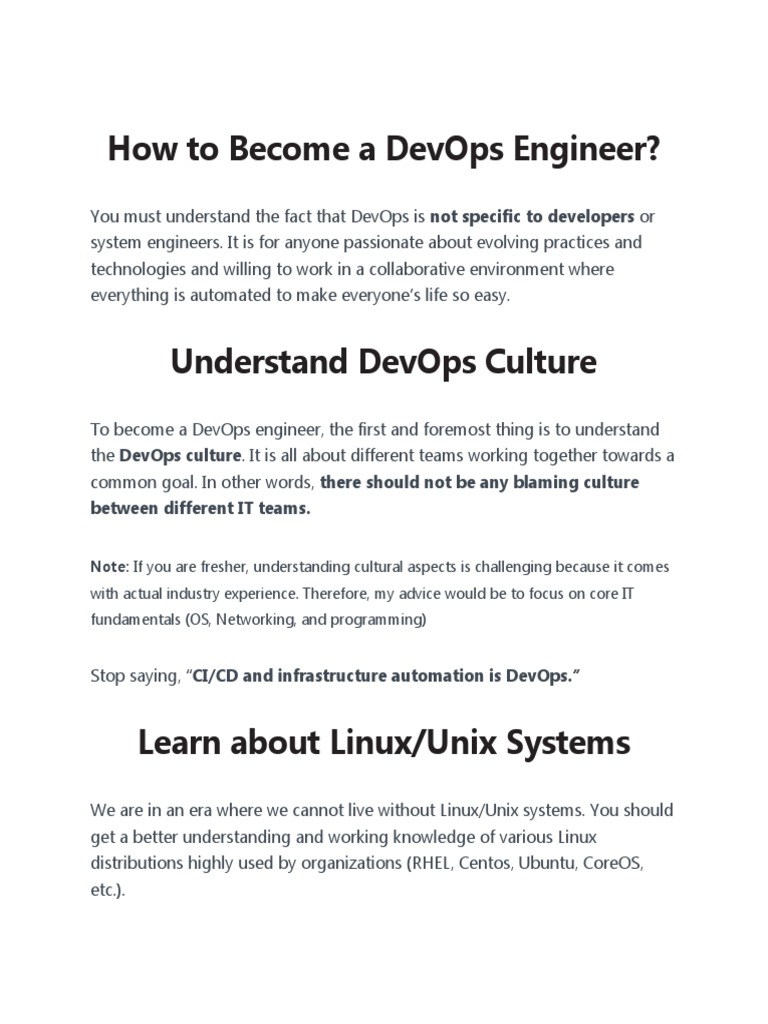 DevOps Engineer Career Guide | PDF | Linux | Software Engineering