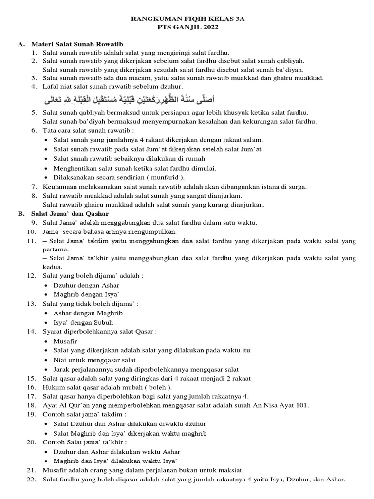 Rangkuman Fiqih Kelas 3 | PDF