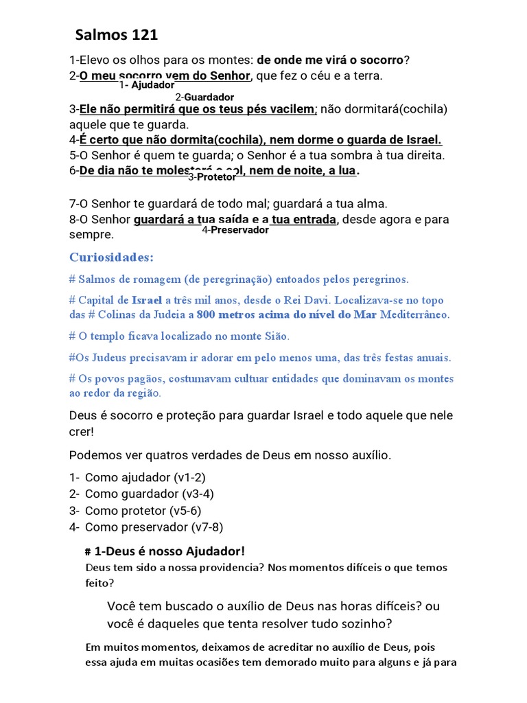 Salmos 121 | PDF | Deus | Israel