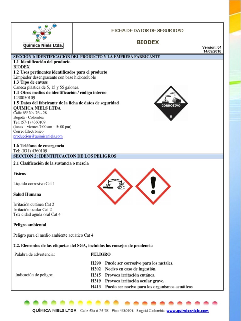 FDS Biodex | PDF | Residuos | Agua