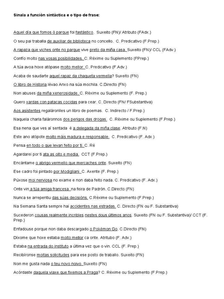 Sintaxe Exercicios Exame | PDF