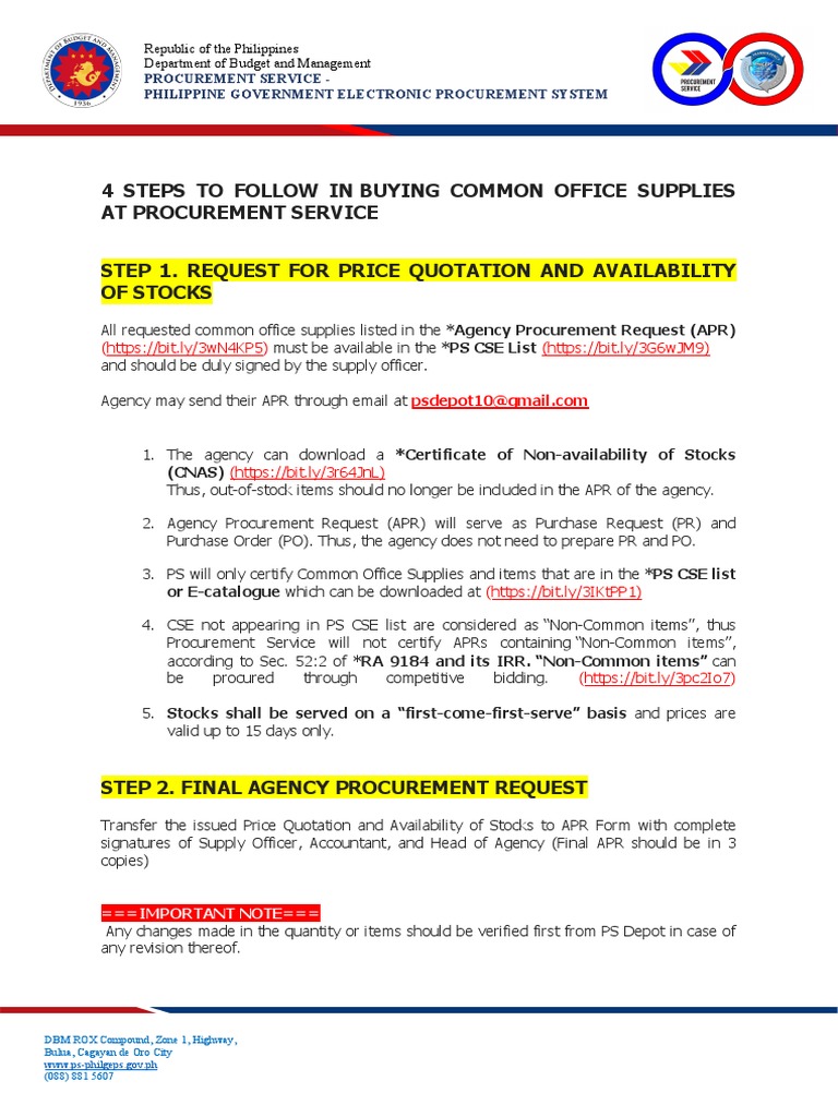 Office Supplies Procurement Guide | PDF | Procurement | Business
