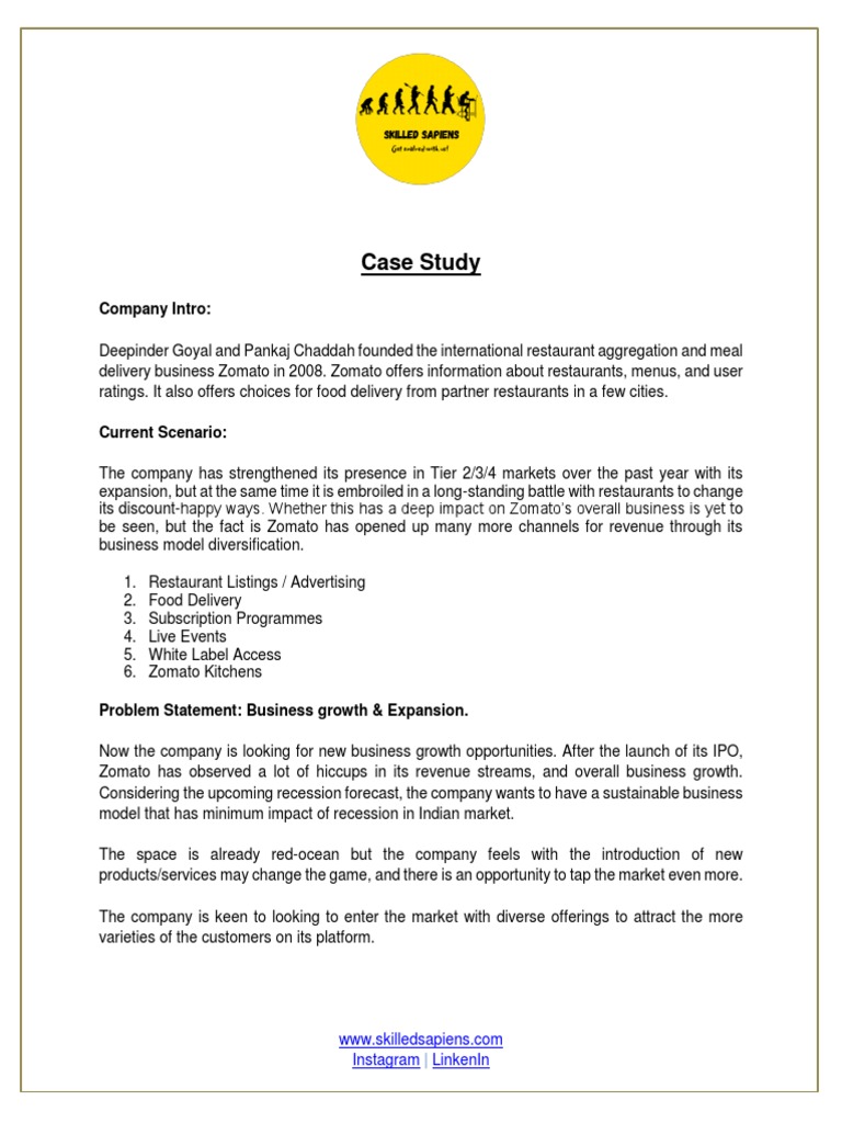 Skilled Sapiens Case Study - Zomato | PDF | Business | Marketing
