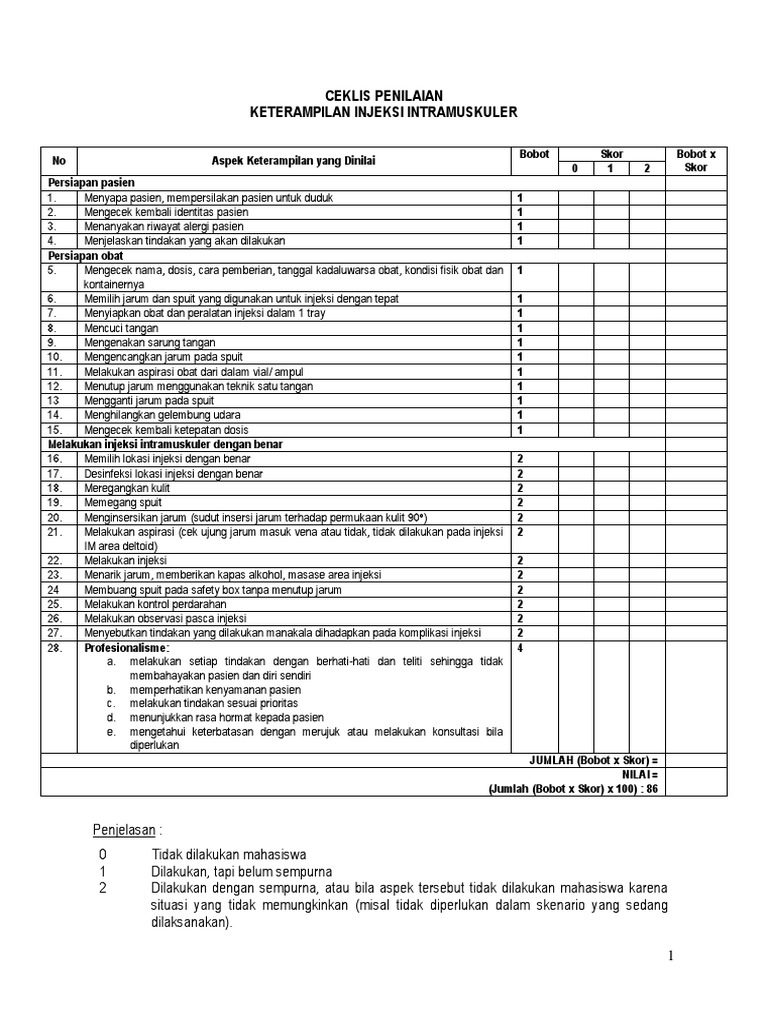 Revisi Checklist Injeksi | PDF