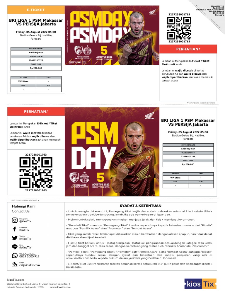 E-Ticket - 22080200728 PSM | PDF