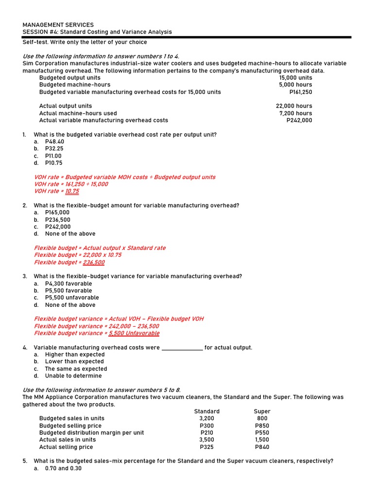 Session 4 Answers | PDF | Inventory | Economies