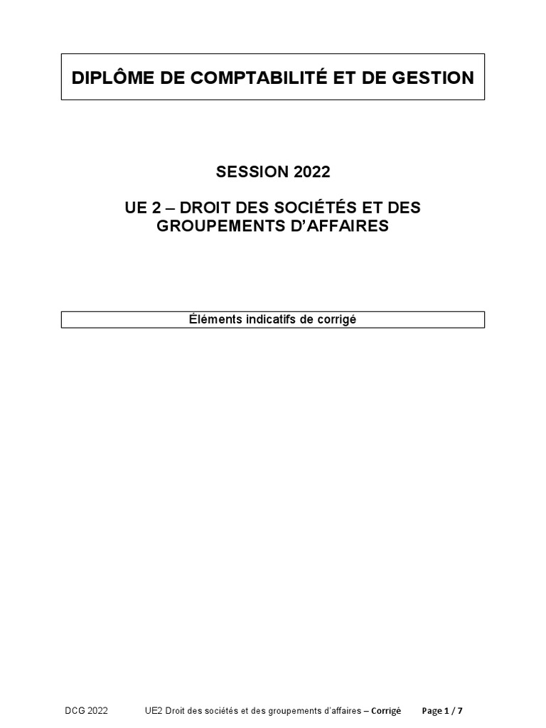 UE2 2022 Corrige | PDF | Coopérative | Business