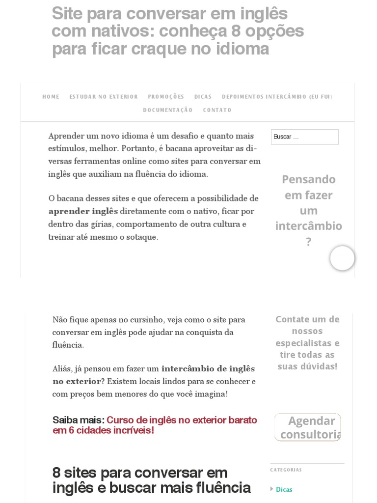 8 Sites para Conversar em Inglês Online | PDF | Aprendizado | Língua ...