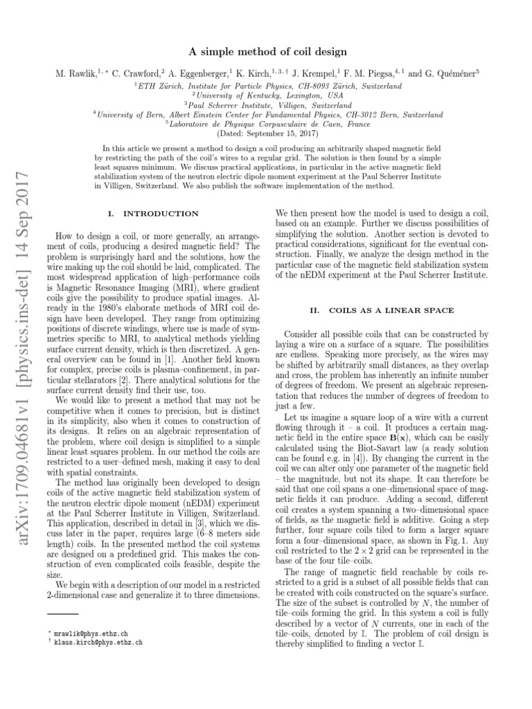 A Simple Method of Coil Design | PDF | Magnetic Field | Inductor