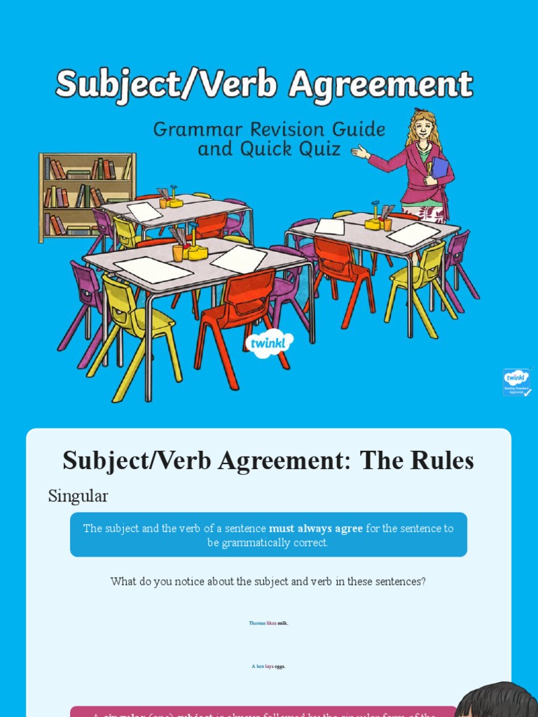 ENGLISH - Subject Verb Agreement Grammar Revision Guide and Quick Quiz ...