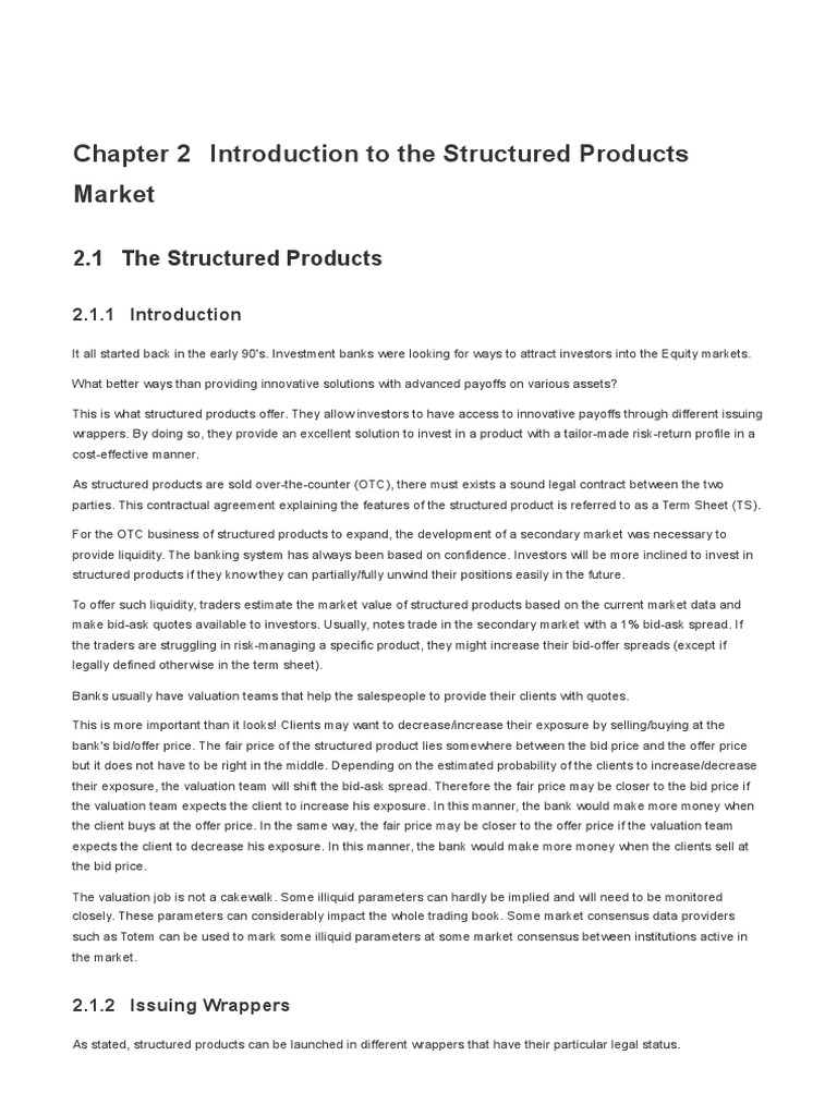 Introduction to Structured Products | PDF | Swap (Finance) | Bonds ...