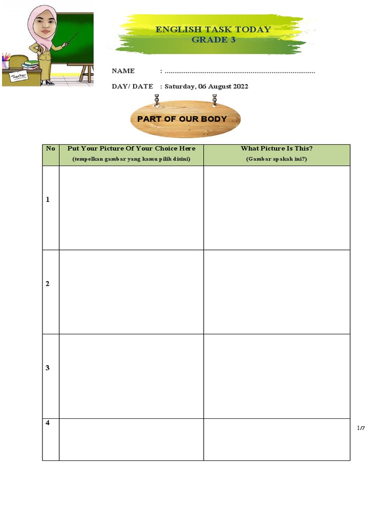 Task2-Part of Our Body | PDF | Teaching Methods & Materials | Home & Garden
