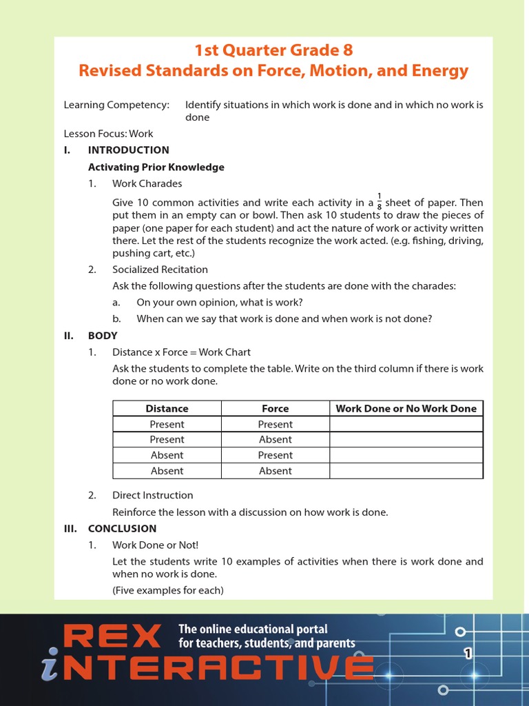 Supplemental Science High School Grade 8 Q1 2 | PDF | Newton's Laws Of ...