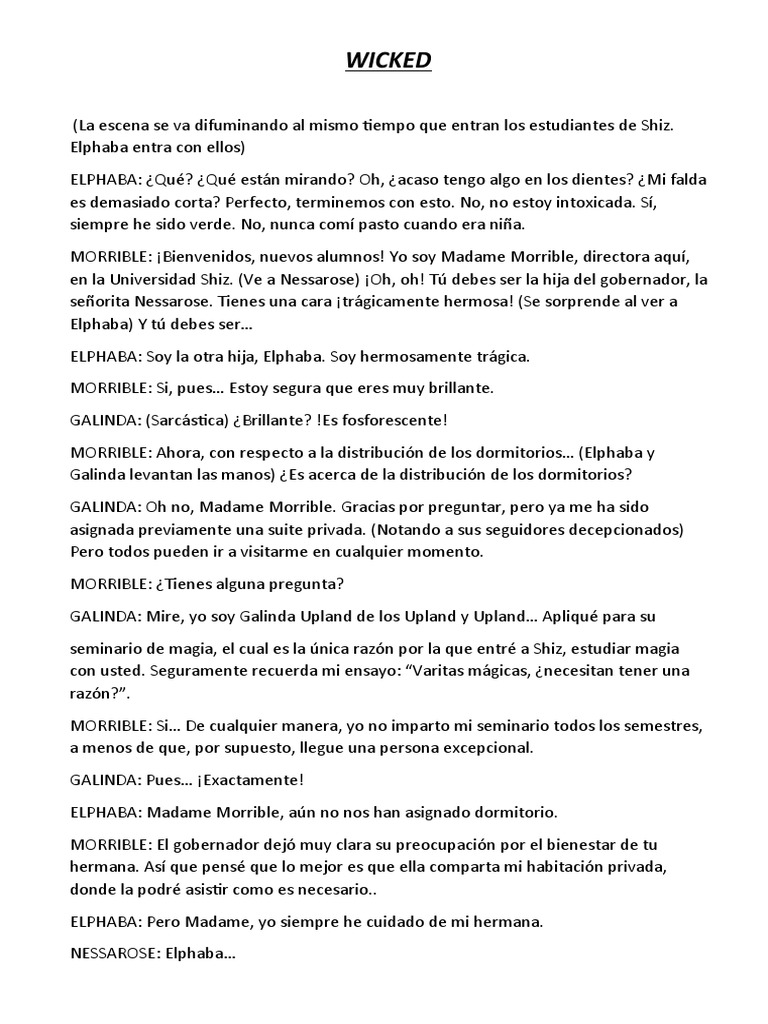 WICKED Escena 1 | PDF