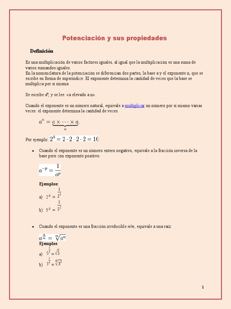La Potenciacion | PDF | Exponenciación | Multiplicación